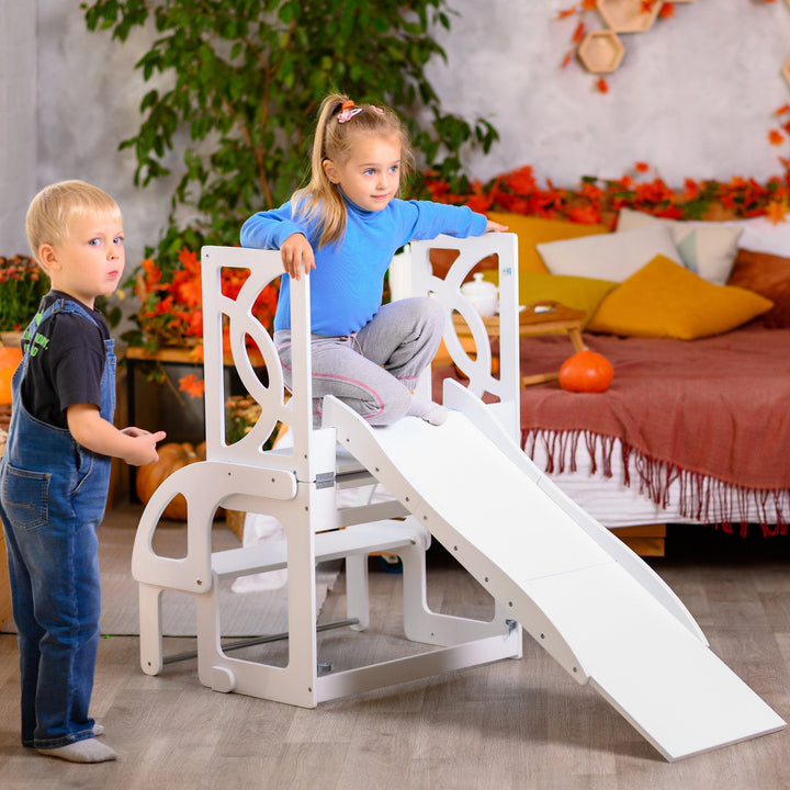 Shop Double learning convertible toddler tower with Seatback and Slide ...